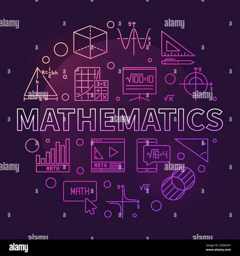 Mathematics Concept Vector Thin Line Round Creative Banner Math