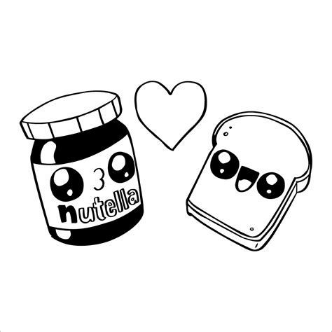 Stickers Kawaii Nutella Et Tartine Autocollant Muraux Et Deco