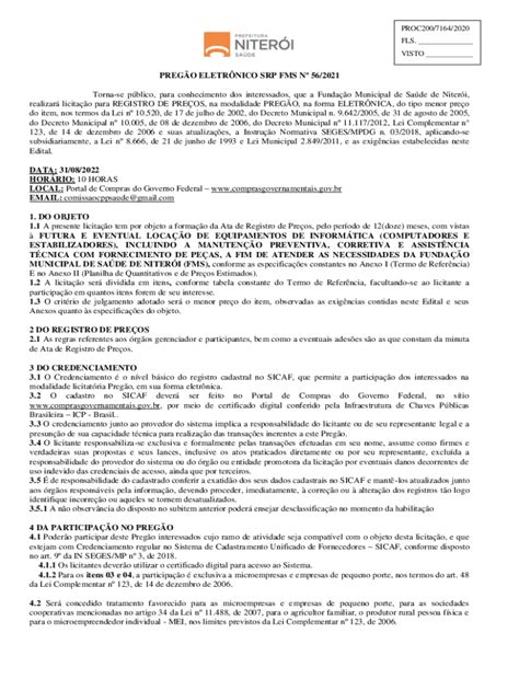 Preenchível Disponível realizar licitao para REGISTRO DE PREOS na