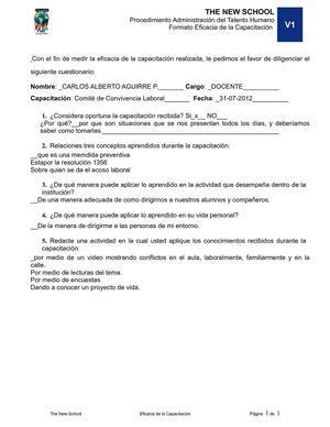Calam O Formato Eficacia De Capacitaci N