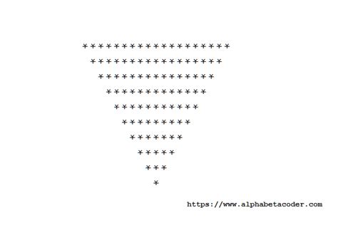 print inverted full pyramid pattern in c c java python c alphabetacoder