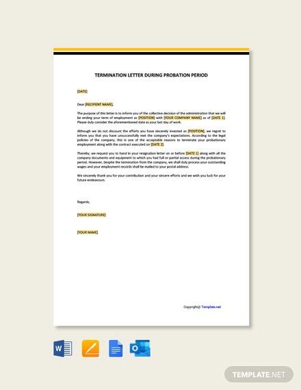 Free Free Termination Letter During Probation Period Template Google