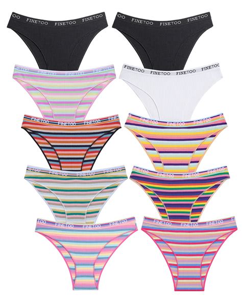 FINETOO 10 Pack Stretch Cotton Underwear For Women High Cut Breathable