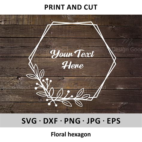 Floral Hexagon SVG Laurel Frame Svg Wedding Monogram Svg Etsy