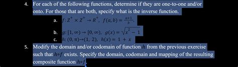 solved for each of the following functions determine if