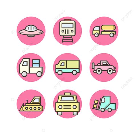 Commercial Use Vector Art PNG Icon Set Of Transport For Personal And