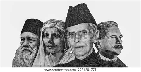 Portraits Quaideazam Muhammad Ali Jinnah Sir Stock Illustration