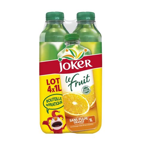 Jus d orange sans pulpe sans sucres ajoutés JOKER le pack de 4