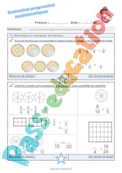Décomposer et recomposer des fractions au Cm2 Evaluation progressive