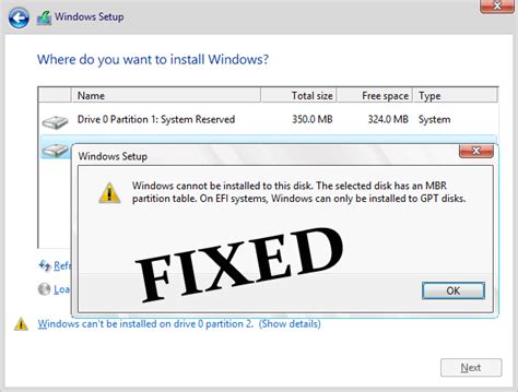 L I Windows Cannot Be Installed To This Disk C Ch Fix L I Nhanh Nh T
