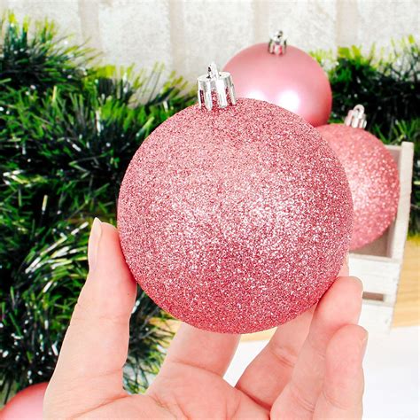 Kit 6 Bolas De Natal 7 Cm Pendente Para Árvore Mista Glitter Feira da