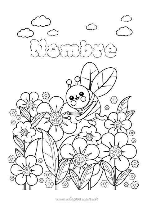 Nº de colorear 1160 Flores Primavera Animales