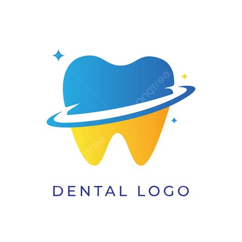 Logo Gigi Dengan Kombinasi Warna Biru Dan Kuning Vektor Dental Logo