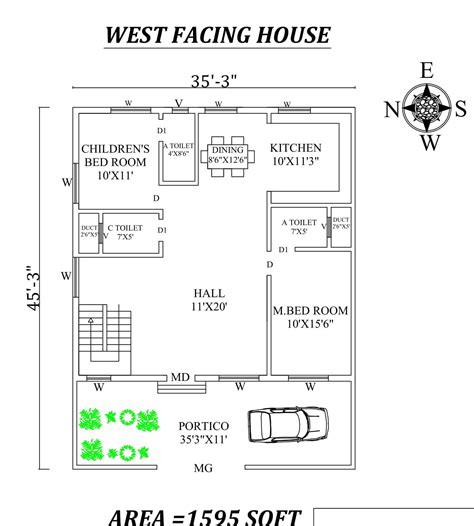 35 X45 Marvelous 2bhk West Facing House Plan As Per Vastu Shastra