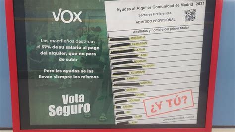 El último cartel de Vox contra Ayuso le acusa de dar ayudas de alquiler