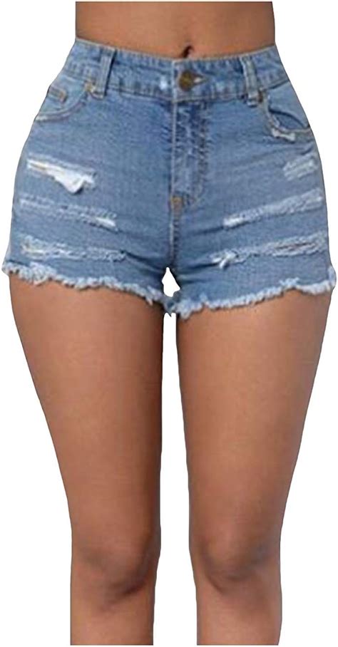 Frauen Hohe Taillen Jeans Zerrissen Niet Mode Distressed Jeansshort