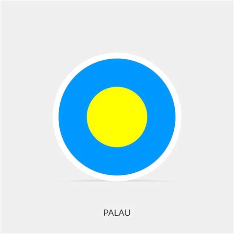 Icono De Bandera Redonda De Palau Con Sombra Vector Premium