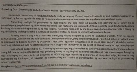 Pamprosesong Tanong 1 Anong Uri Ng Kontemporaryong Isyu Ang Nabanggit