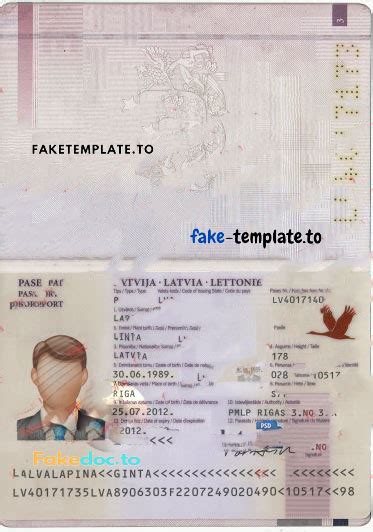 Latvia Passport Template In PSD Format Fully Editable 2007 2015