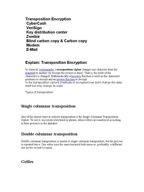 exploring classical encryption methods an overview of transposition ciphers key distribution