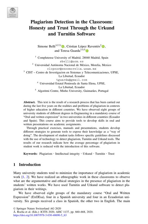 pdf plagiarism detection in the classroom honesty and trust through the urkund and turnitin