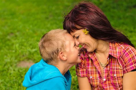 Mother And Son Outdoors Stock Image Colourbox
