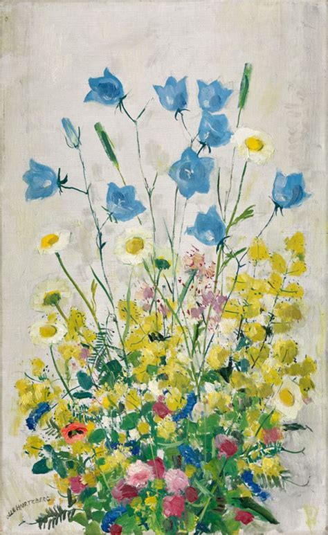 Olle Hjortzberg Stilleben Med Blommor Olja P Duk M Lade Blommor