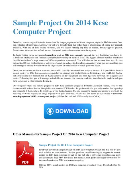 pdf sample project on 2014 kcse computer project malachi otao