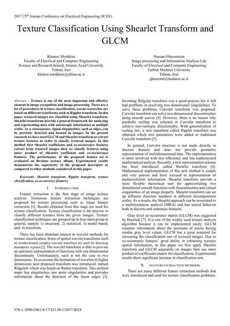 pdf texture classification using shearlet transform and glcm