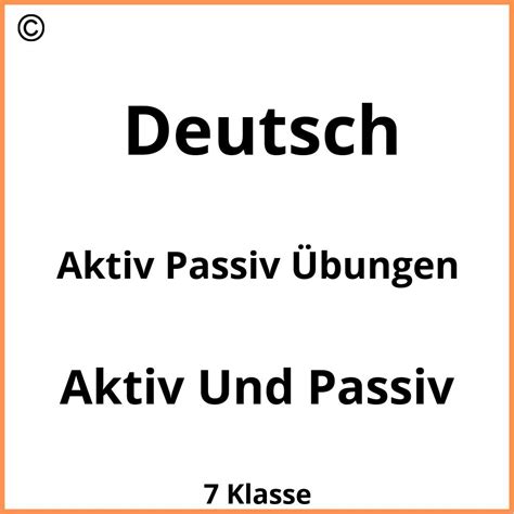Aktiv Passiv Bungen Zum Ausdrucken Mit L Sungen