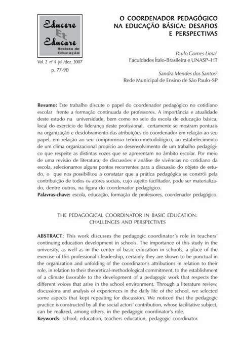 PDF COORDENADOR PEDAGÓGICO NA EDUCAÇÃO BÁSICA PROF DR PAULO GOMES