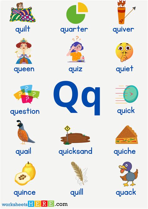 Letter Q Vocabulary With Pictures Alphabet Q Words Pdf Worksheet For