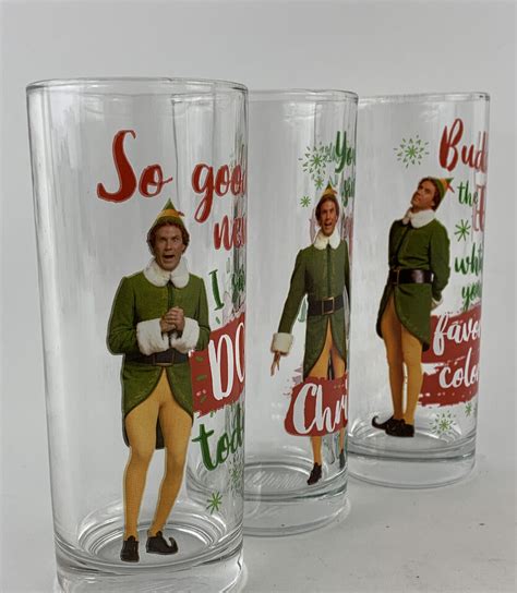 Set Of Elf Movie Drinking Glass Tall Oz Collectors Buddy The