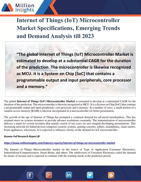 ppt internet of things iot microcontroller market specifications emerging trends and demand