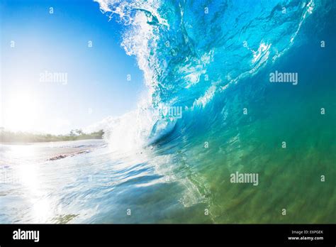 Crashing Blue Ocean Wave Stock Photo Alamy