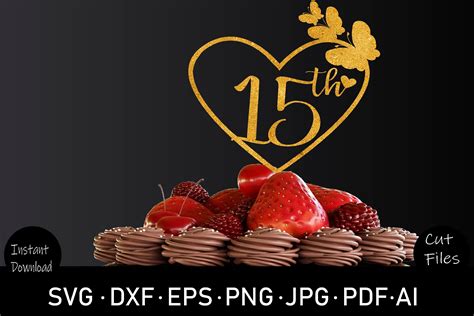 15th Happy Birthday SVG Cake Topper SVG Grafika Przez Rizwana Khan