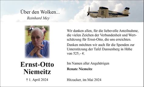 Das Trauerportal für Lüchow Dannenberg Todesanzeigen Ernst Otto