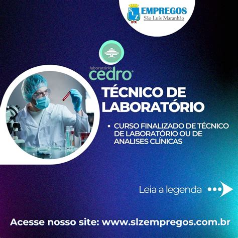 TÉCNICO DE LABORATÓRIO SLZ Empregos