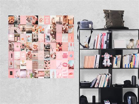 Pink Collage Kit 80 Pcs Peach Aesthetic Photo Wall Collage Etsy