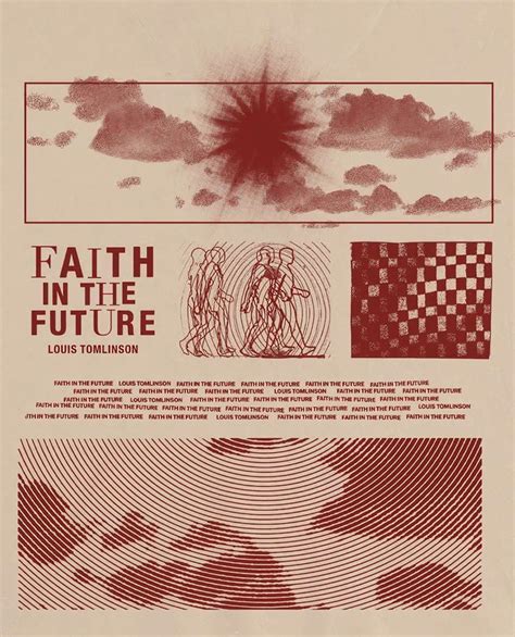 A Poster With An Image Of People And Clouds In Red Ink On White Paper