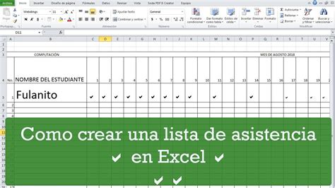 Como Crear Una Lista De Asistencia En Excel YouTube