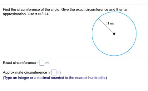 solved find the circumference of the circle give the exact