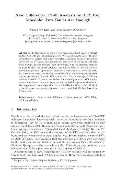 pdf new differential fault analysis on aes key schedule two faults are enough
