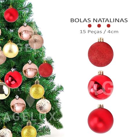 Kit 15 Bolinha De Natal Enfeite Natalino Vermelha 4cm Escorrega o Preço