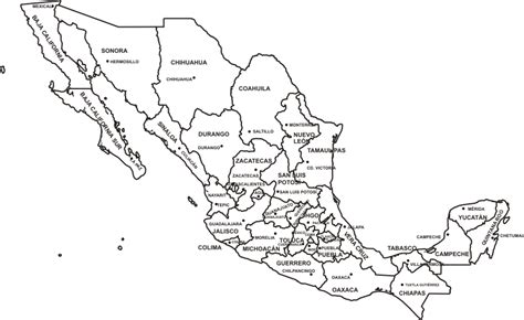 Mapa de México sin división y sin nombres
