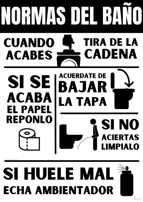 Lámina Imprimible PDF Normas del baño Actividades de motivacion