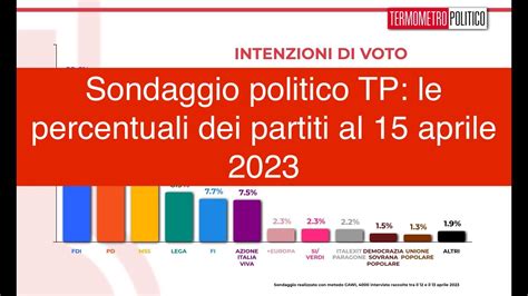 Sondaggio Politico Tp Le Percentuali Dei Partiti Al Aprile