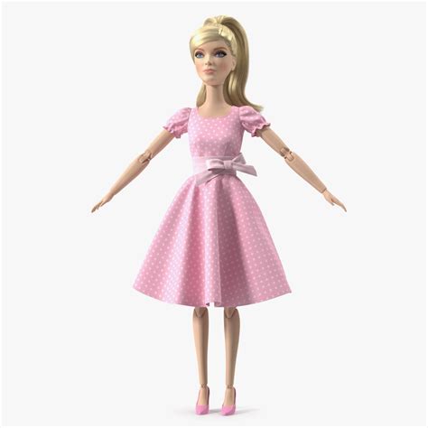 Boneca Barbie Vestido Rosa Em Pose De T Modelo 3D 79 3ds Blend