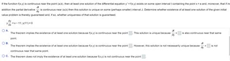 solved if the function f x y is continuous near the point