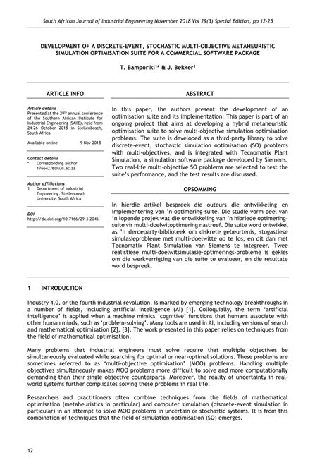 pdf development of a discrete event stochastic multi objective metaheuristic simulation
